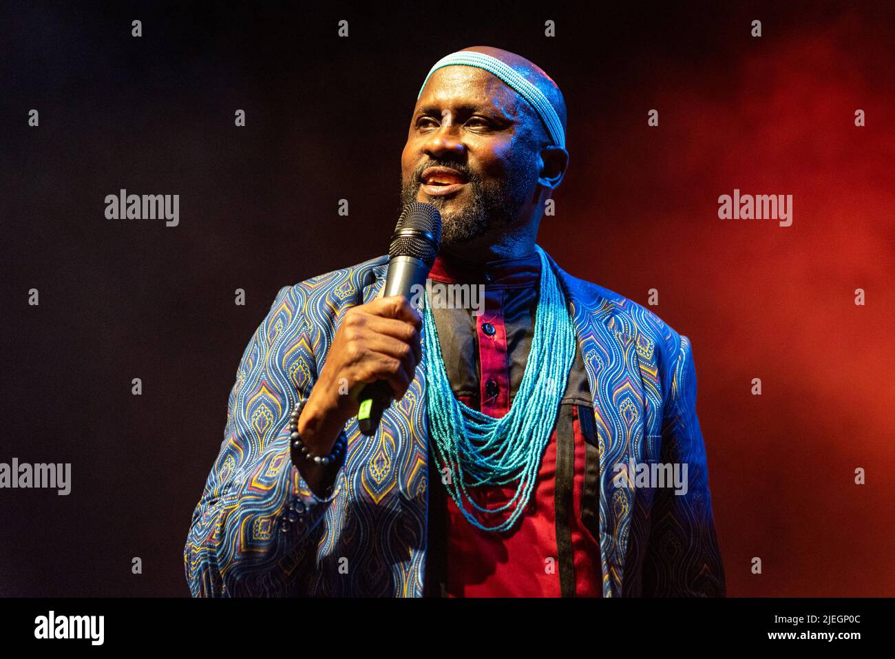 South African singer Ringo Madlingozi performing at the National Arts ...