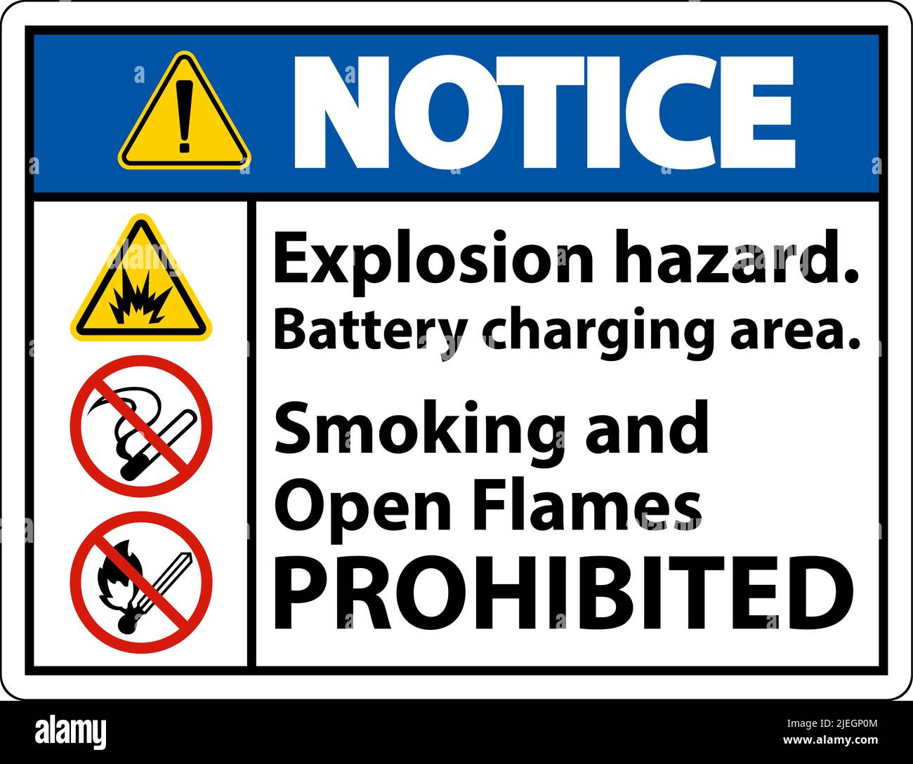 Notice Explosion Hazard Charging Area Sign On White Background Stock ...