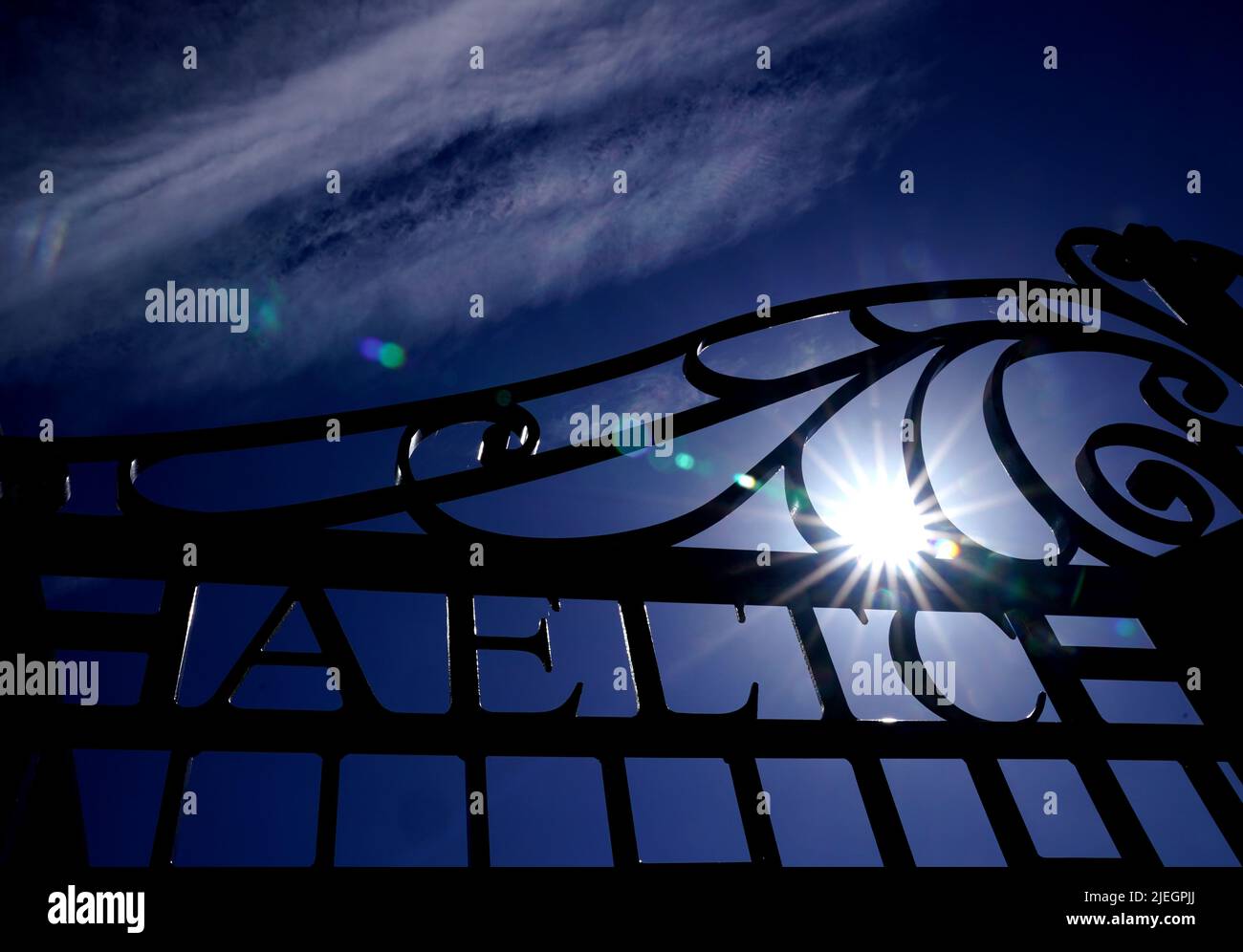 A general view of the AELTC gates on day one of the 2022 Wimbledon ...