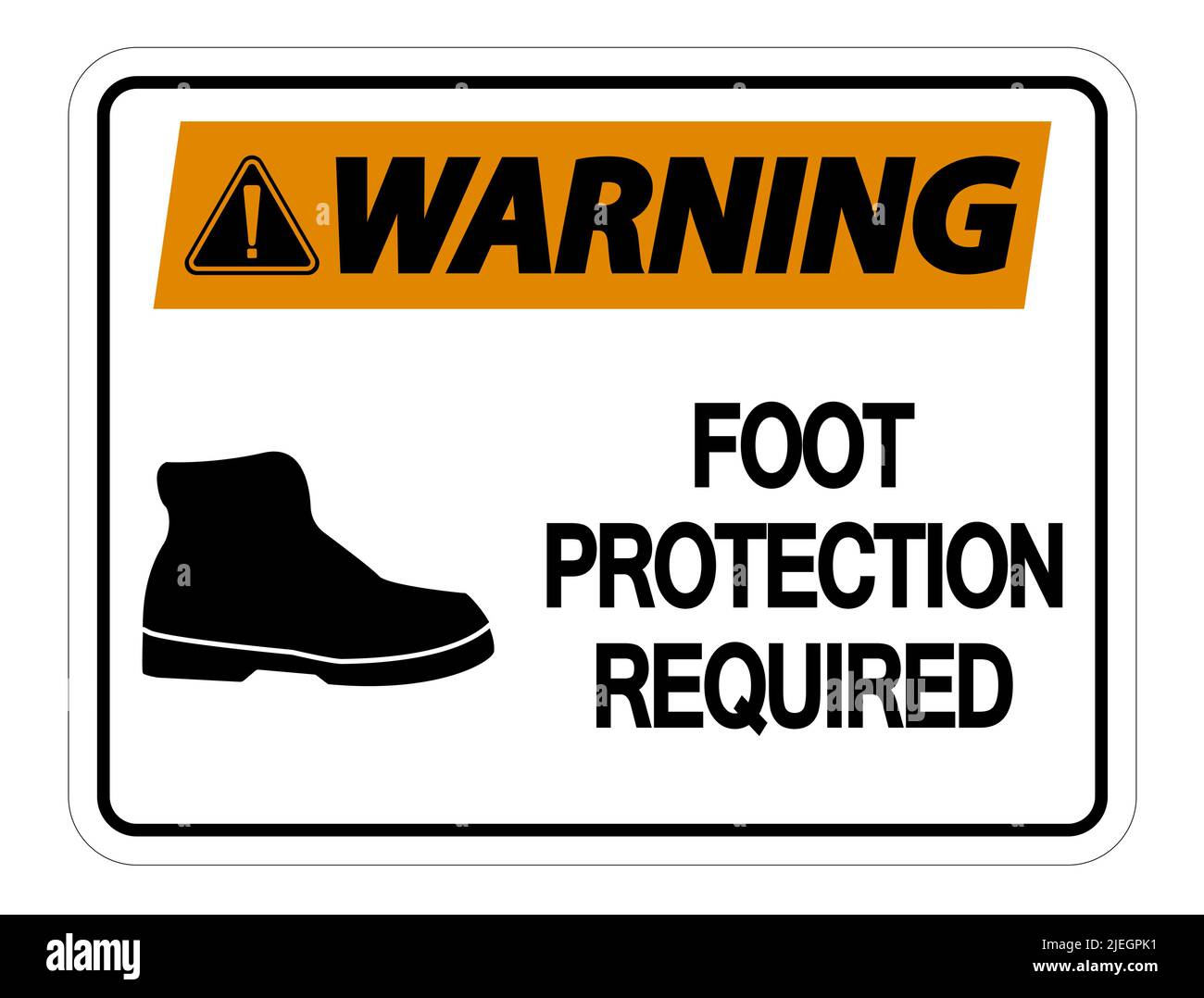 Warning Foot Protection Required Wall Sign on white background,vector ...