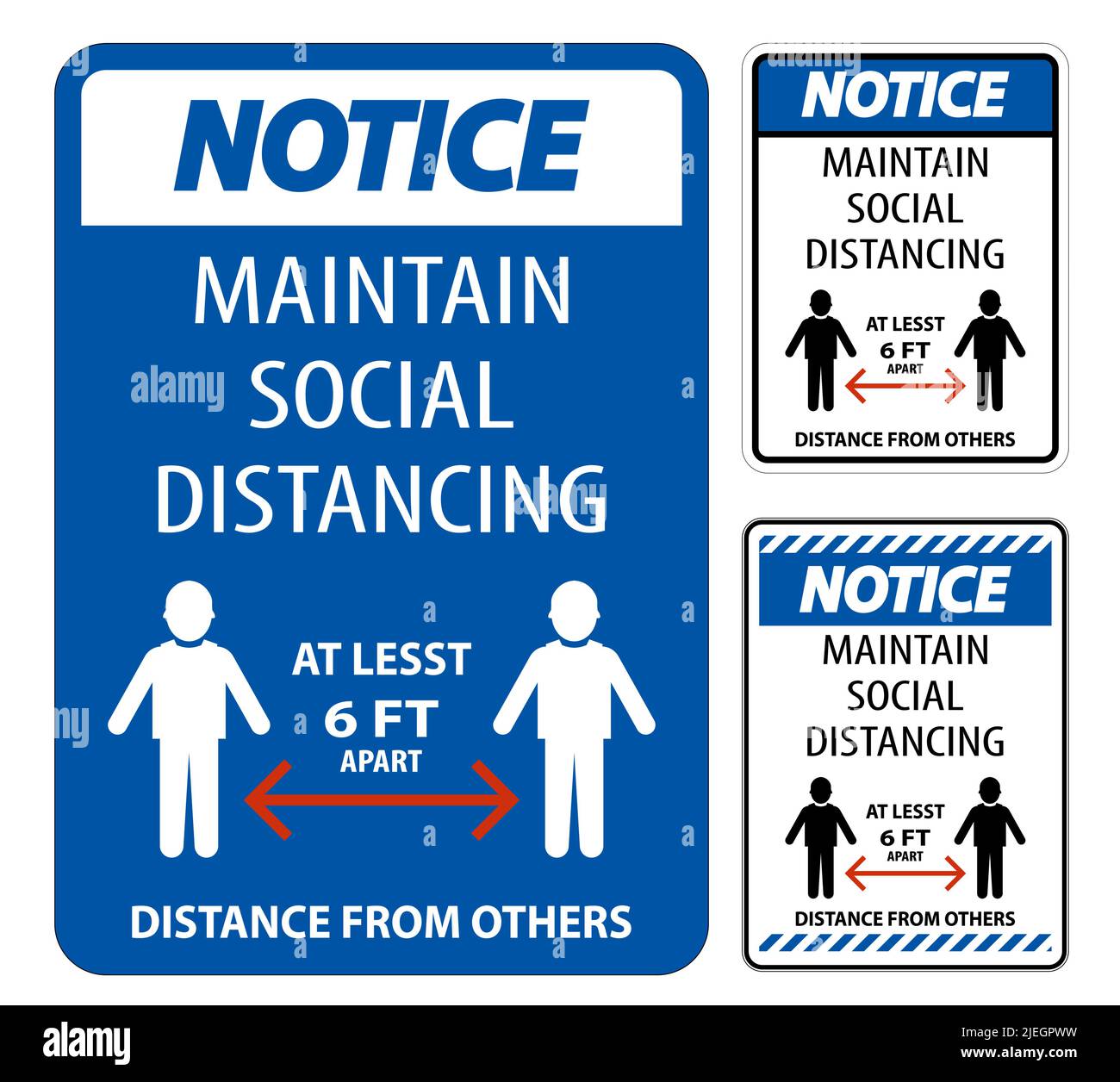 Notice Maintain Social Distancing At Least 6 Ft Sign On White ...