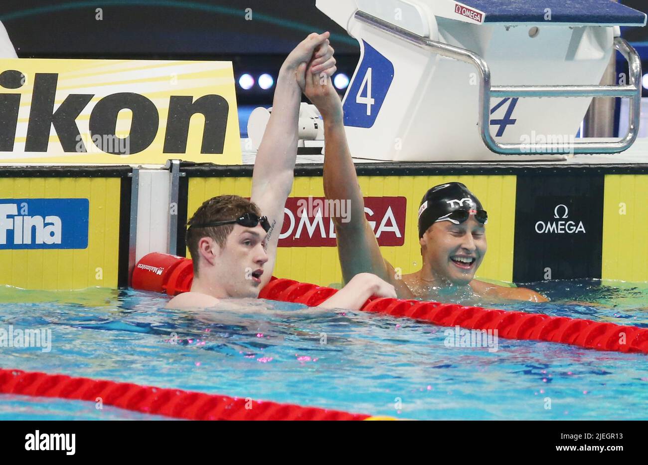 Hunter Armstrong of USA Silver medal, Justin Ress of USA Gold medal ...
