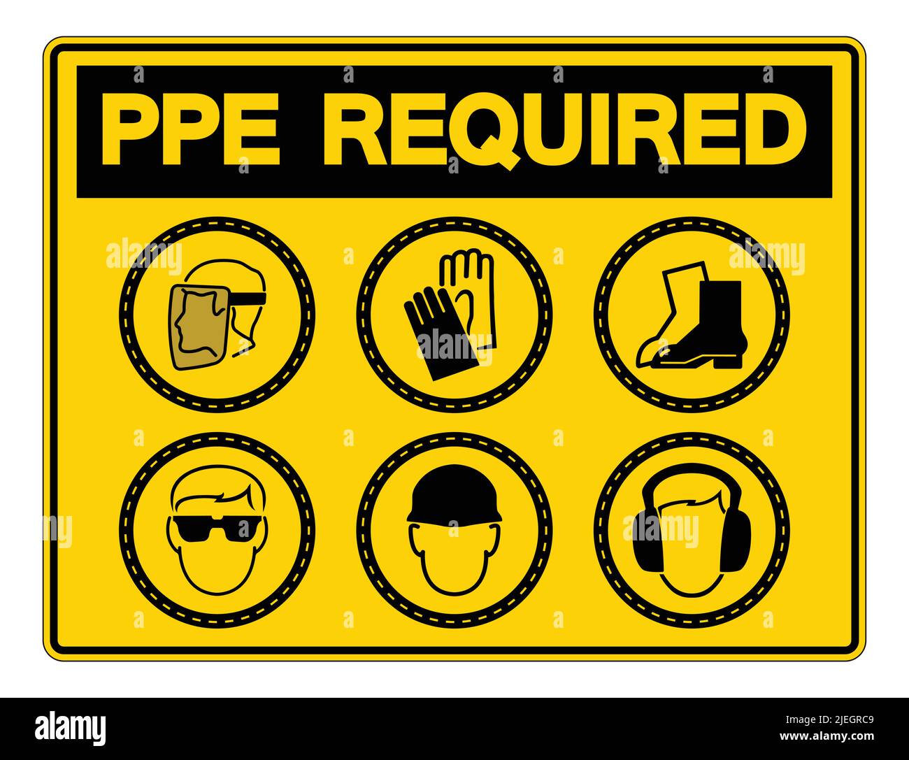 Required Personal Protective Equipment (PPE) Symbol,Safety Icon,Vector ...