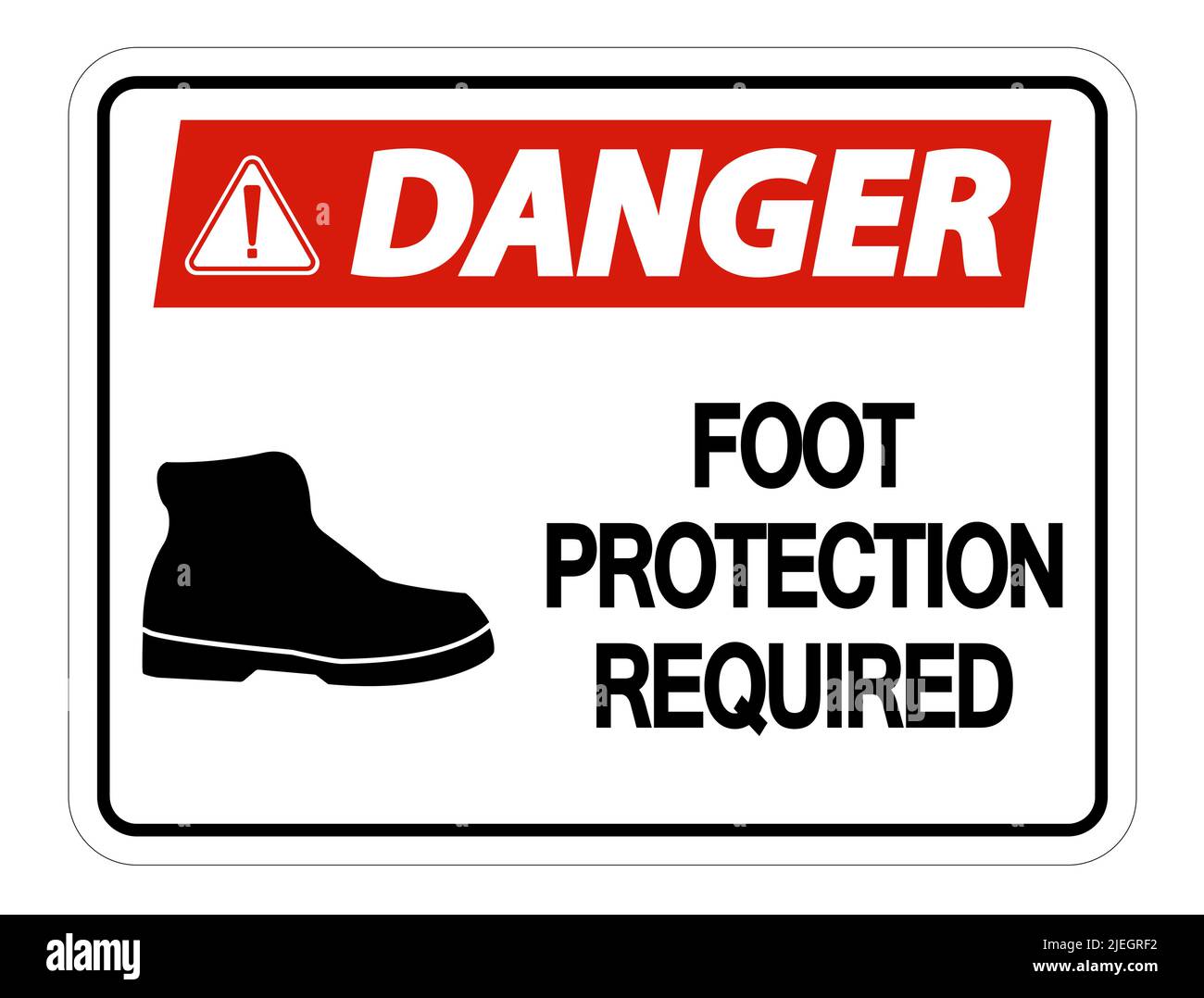 Danger Foot Protection Required Wall Sign on white background,vector ...