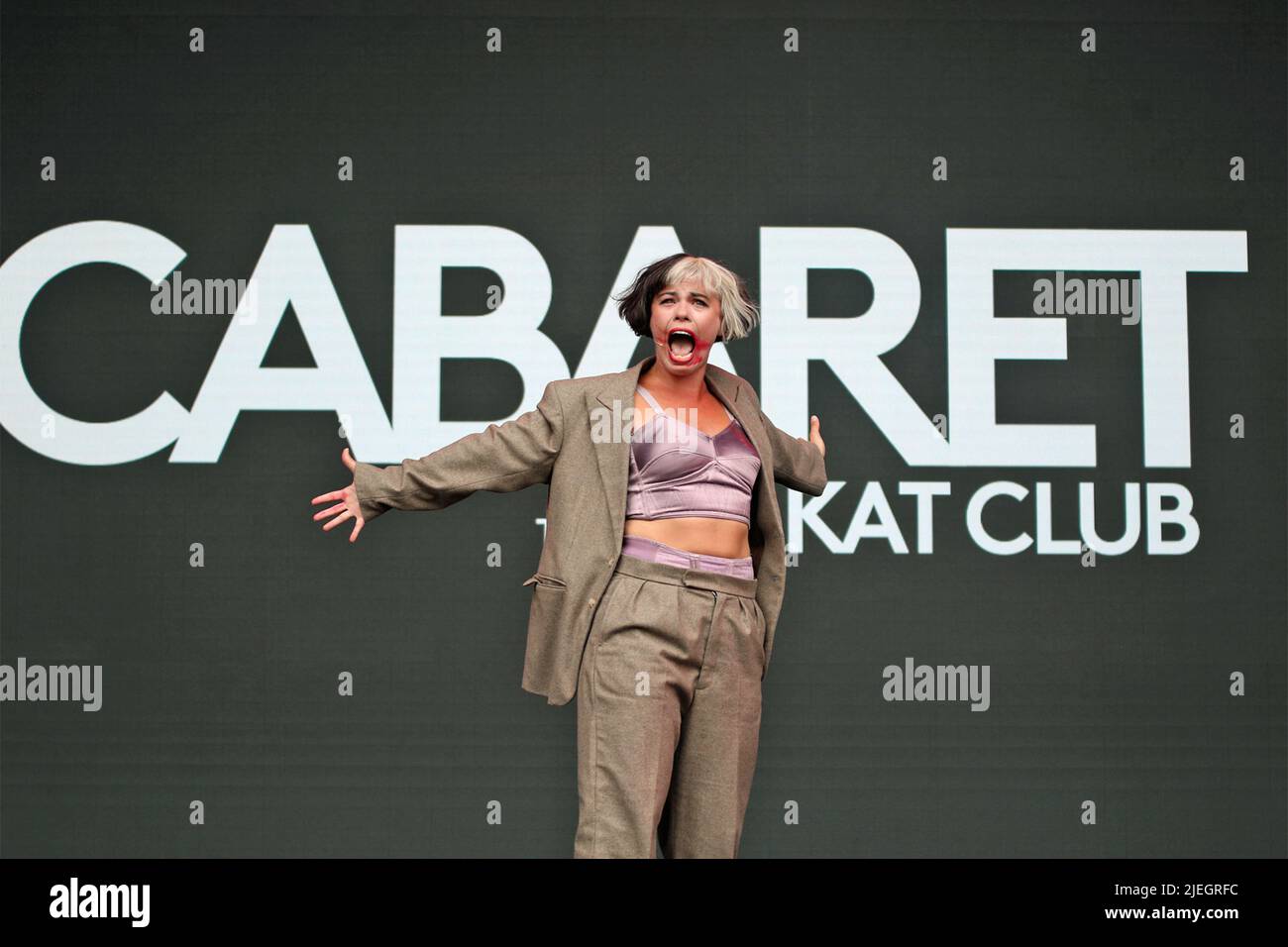 Emily Benjamin plays the role of Sally Bowles in the musical Cabaret during West End Live in ...