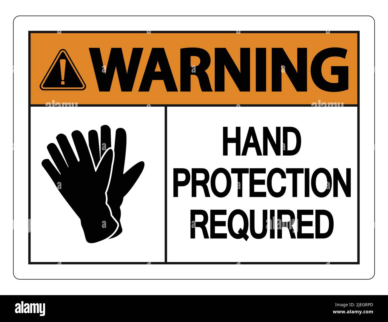 Warning Hand Protection Required Wall Sign on white background,vector ...