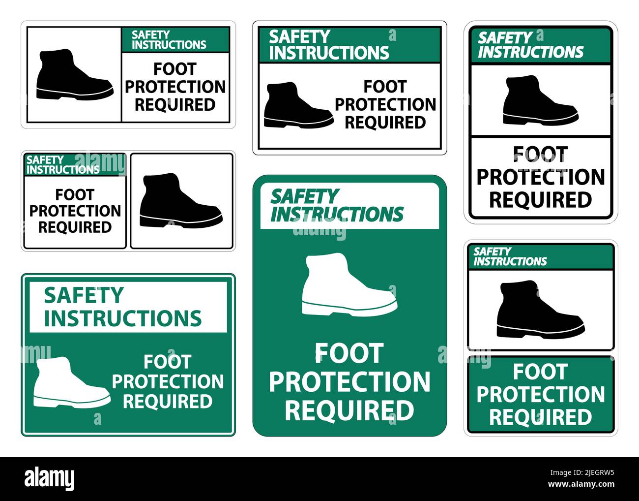 Safety Instructions Foot Protection Required Wall Symbol Sign Isolate ...