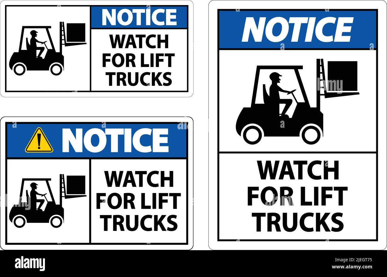 Notice Watch For Lift Trucks Sign On White Background Stock Vector ...
