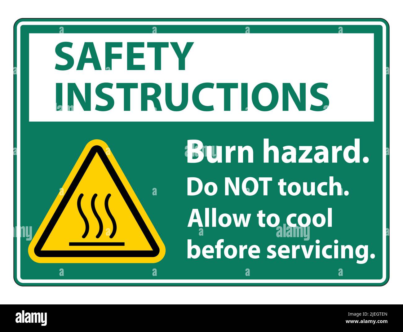 Safety Instructions Burn hazard safety,Do not touch label Sign on white ...