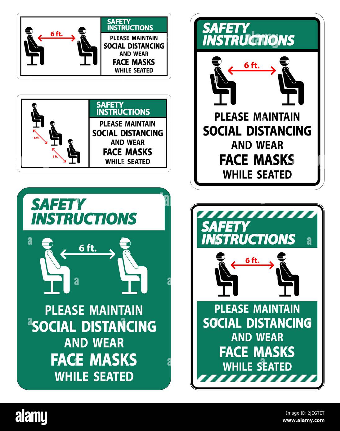 Safety Instructions Maintain Social Distancing Wear Face Masks Sign on ...
