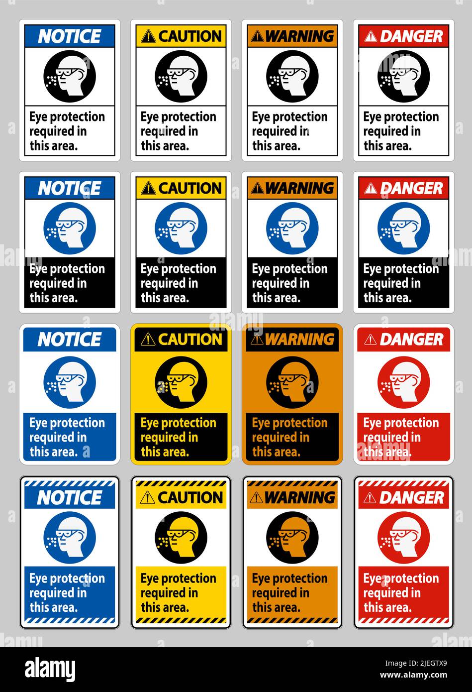 Eye Protection Required In This Area on white background Stock Vector ...