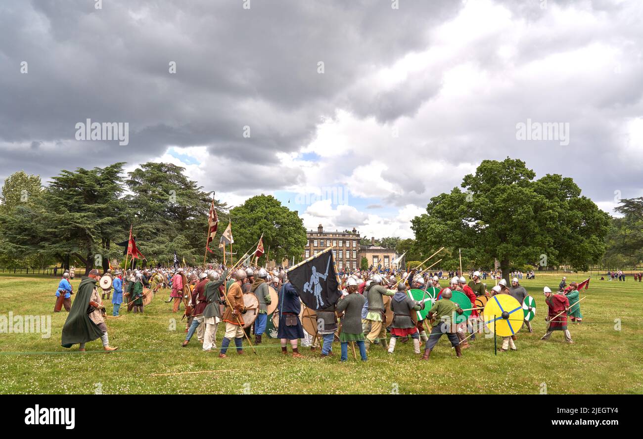 Viking and Anglo Saxon Battle reenactment scene Stock Photo - Alamy