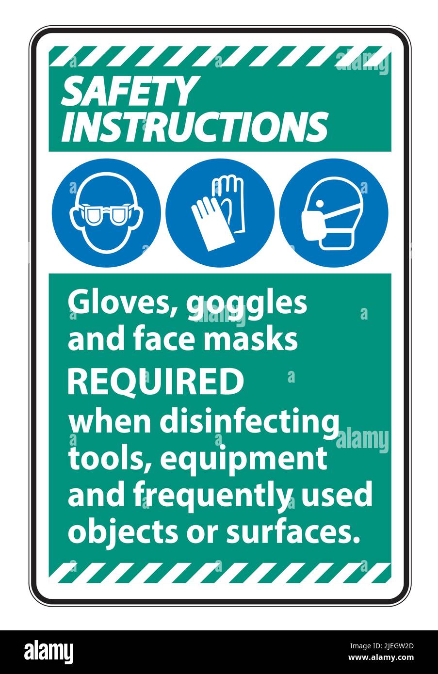 Safety Instructions Gloves,Goggles,And Face Masks Required Sign On ...