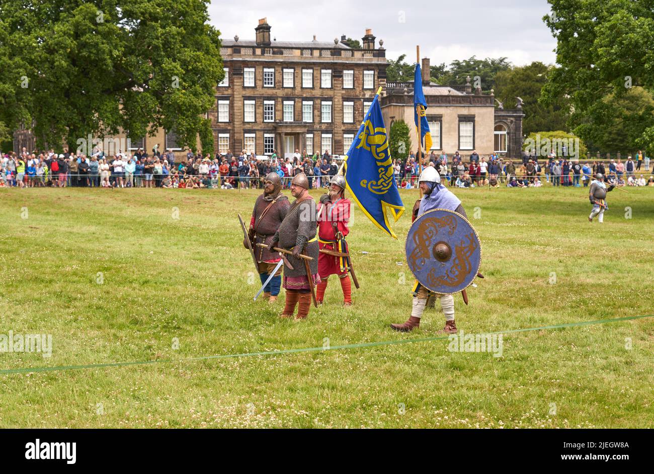 Viking battle reenactment scene Stock Photo - Alamy