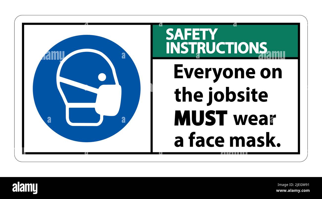 Safety Instructions Wear A Face Mask Sign Isolate On White Background ...