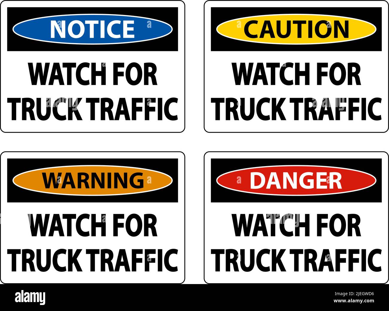 Caution Watch For Truck Traffic Sign On White Background Stock Vector ...