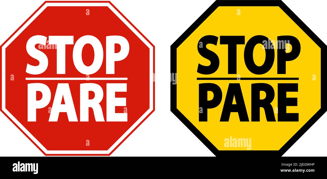 Bilingual Stop Safety Sign On White Background Stock Vector Image & Art ...
