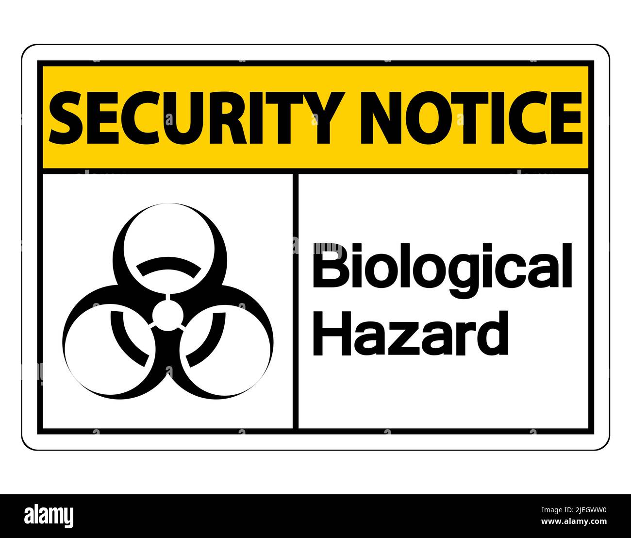 Security notice Biological Hazard Symbol Sign on white background ...