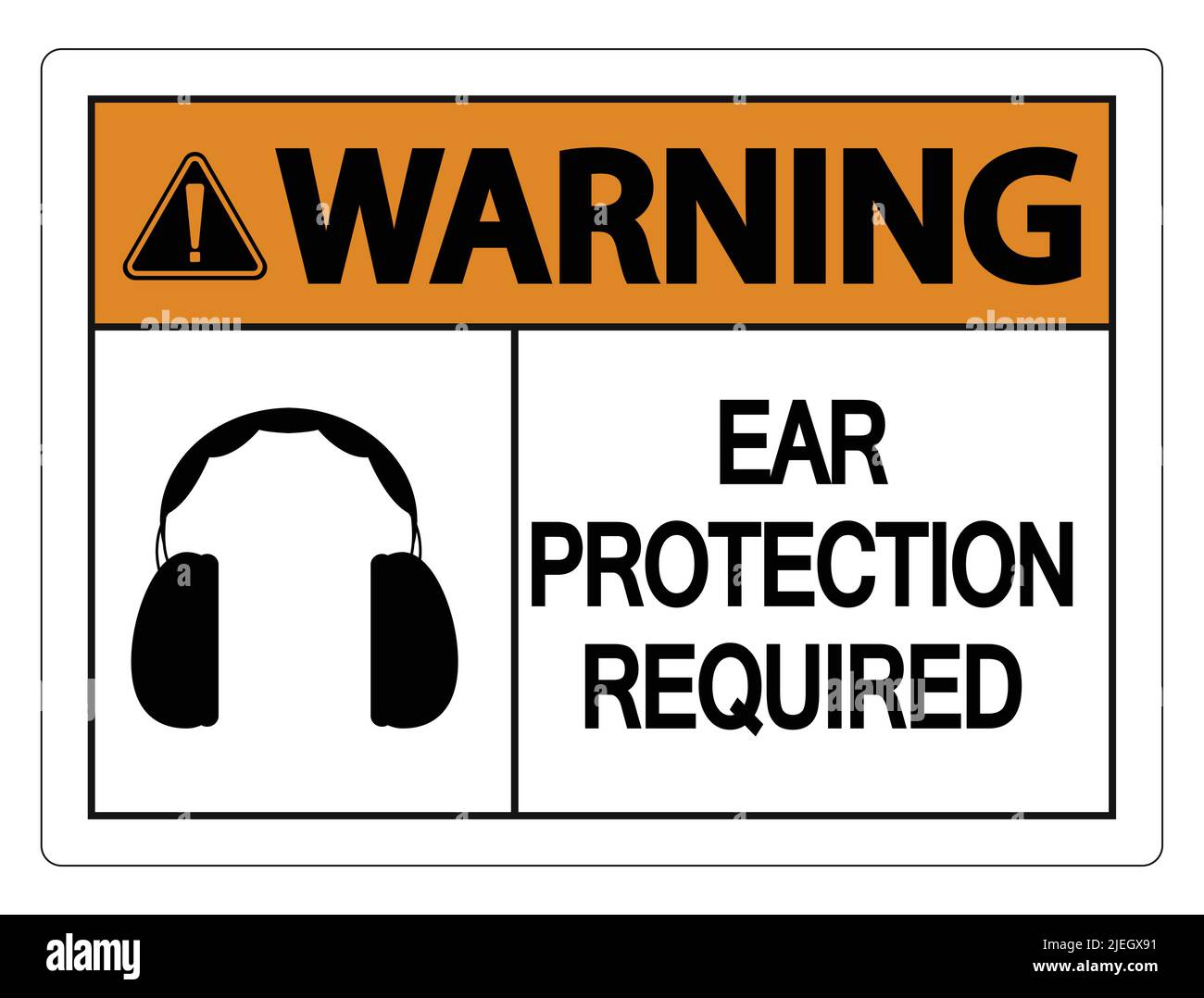 Warning Ear Protection Required Wall Sign on white background,vector ...