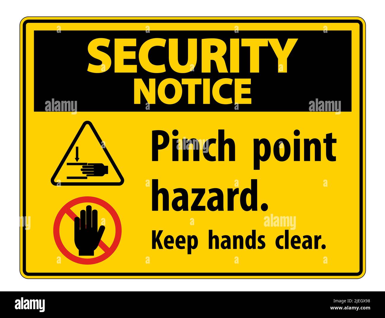 Security Notice Pinch Point Hazard,Keep Hands Clear Symbol Sign Isolate ...