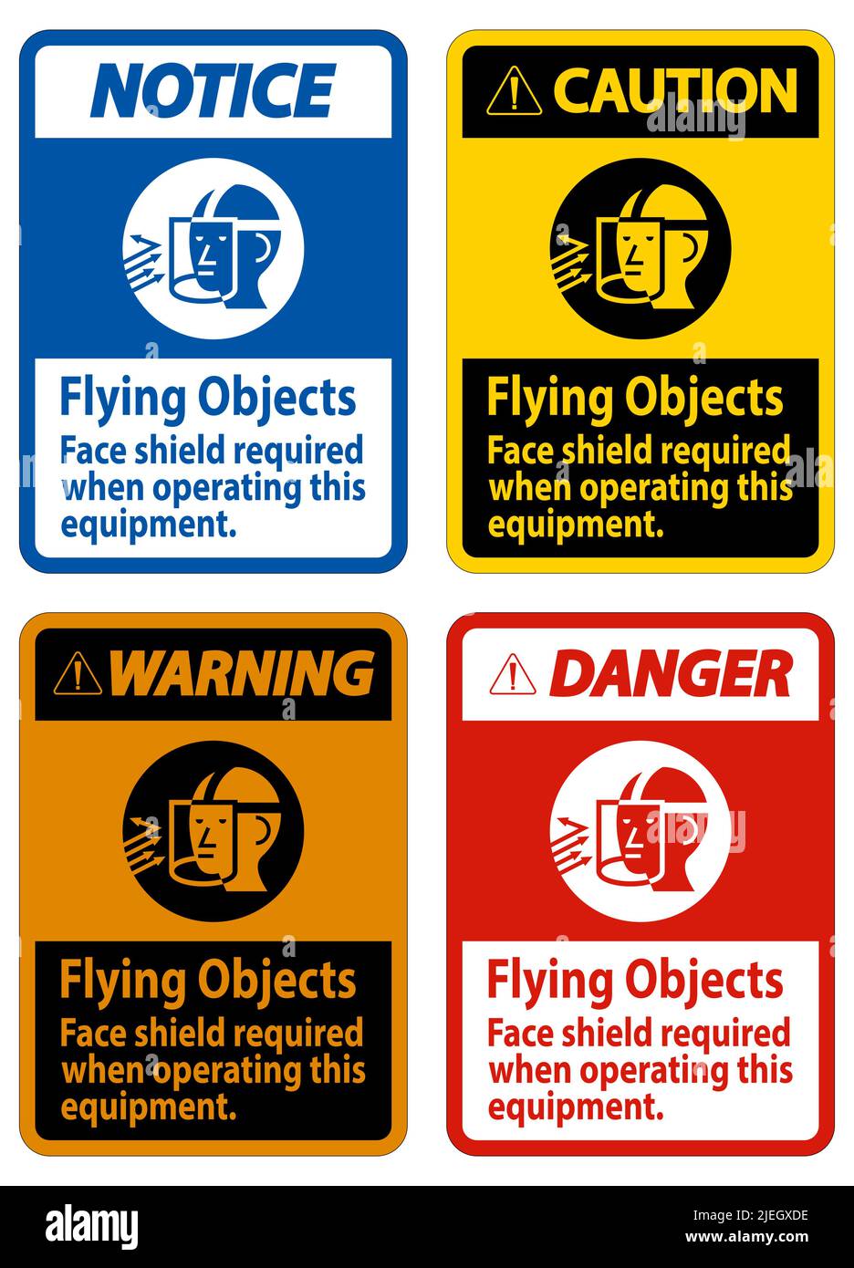 Warning Sign Flying Objects, Face Shield Required When Operating This ...