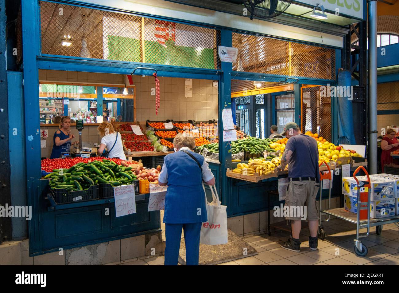 Fruit and Vegetables stall in the Interior of Nagy Vásárcsarnok the ...