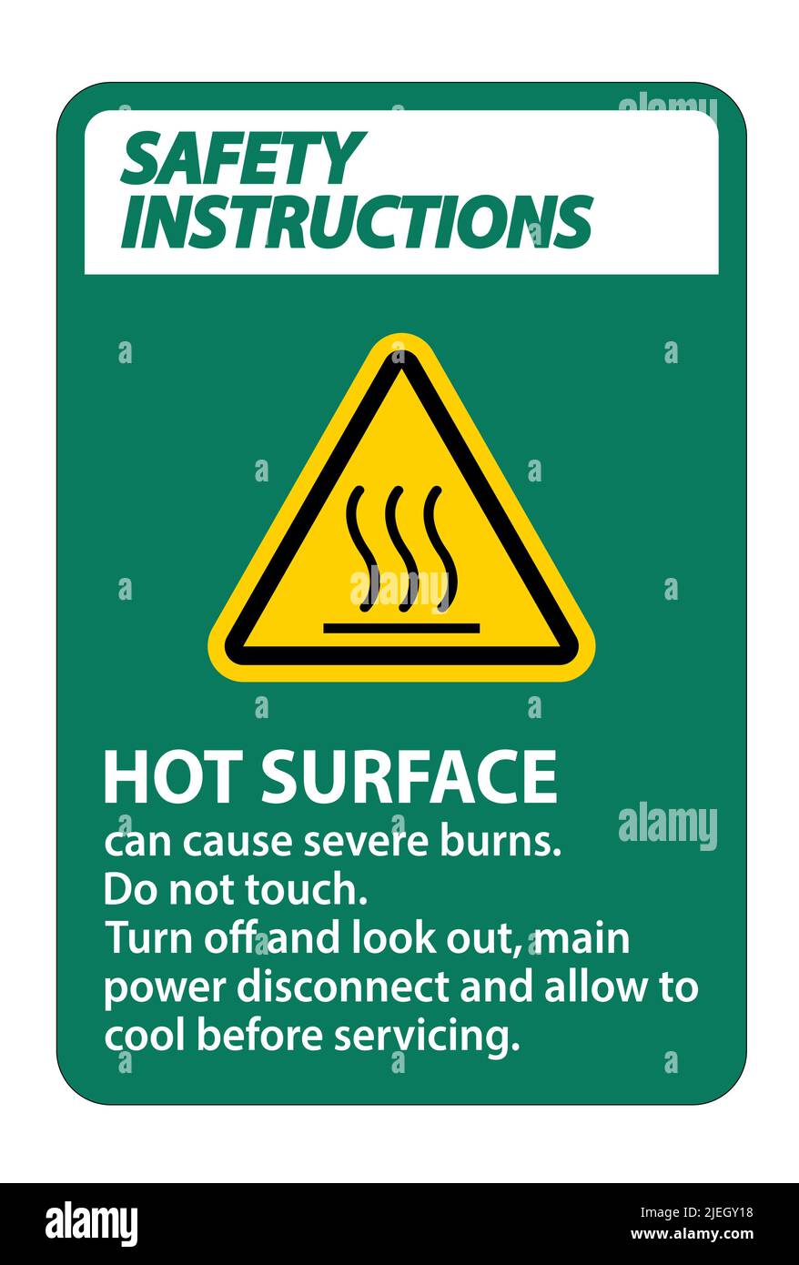 Safety Instructions Hot surface sign on white background Stock Vector ...