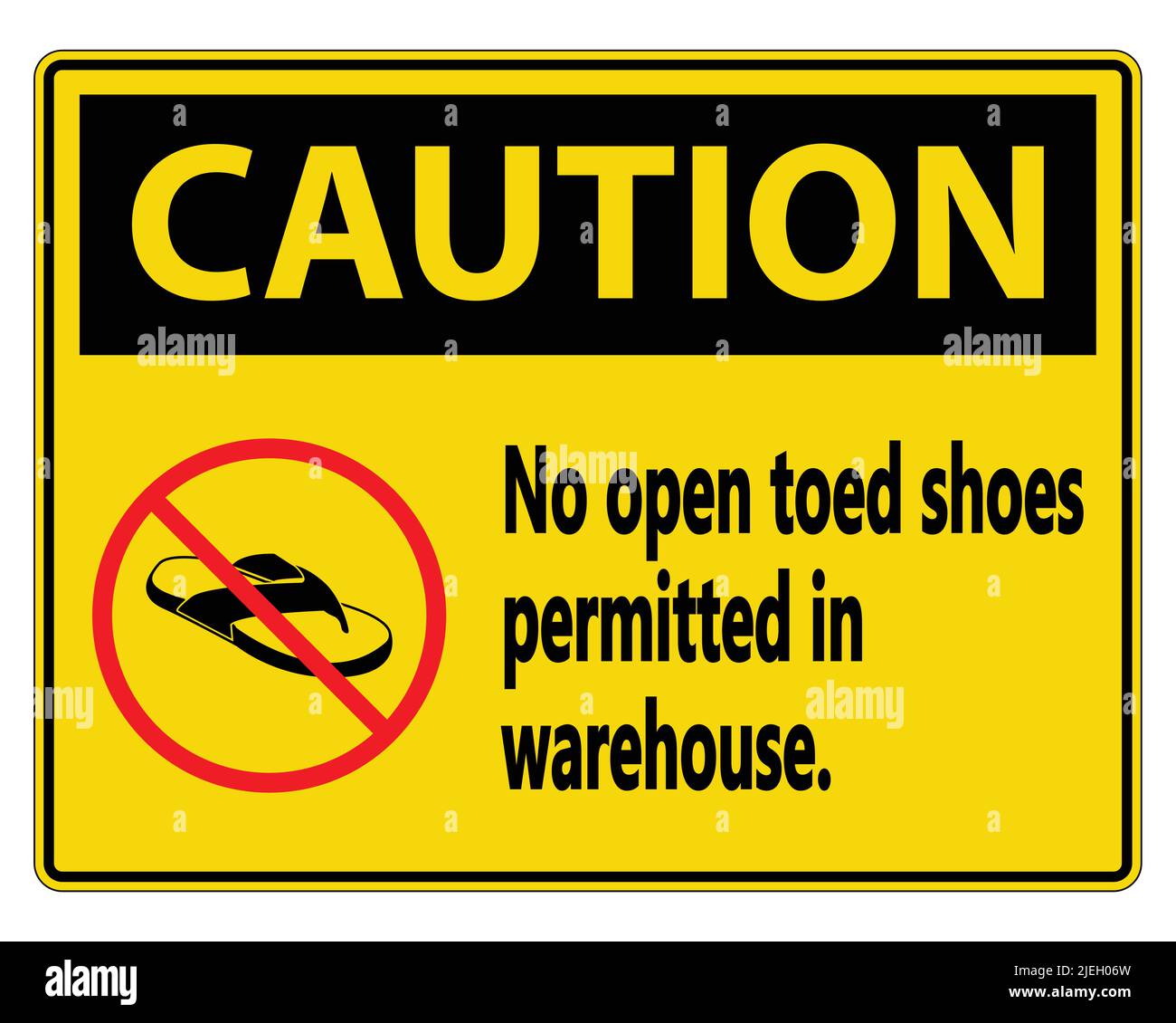 Caution No Open Toed Shoes Sign on white background,vector illustration ...
