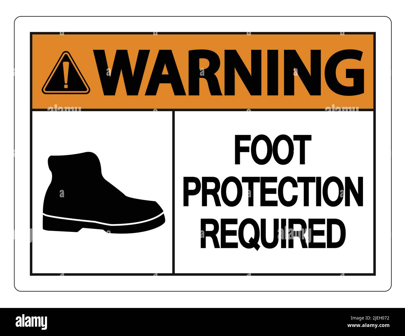 Warning Foot Protection Required Wall Sign on white background,vector ...