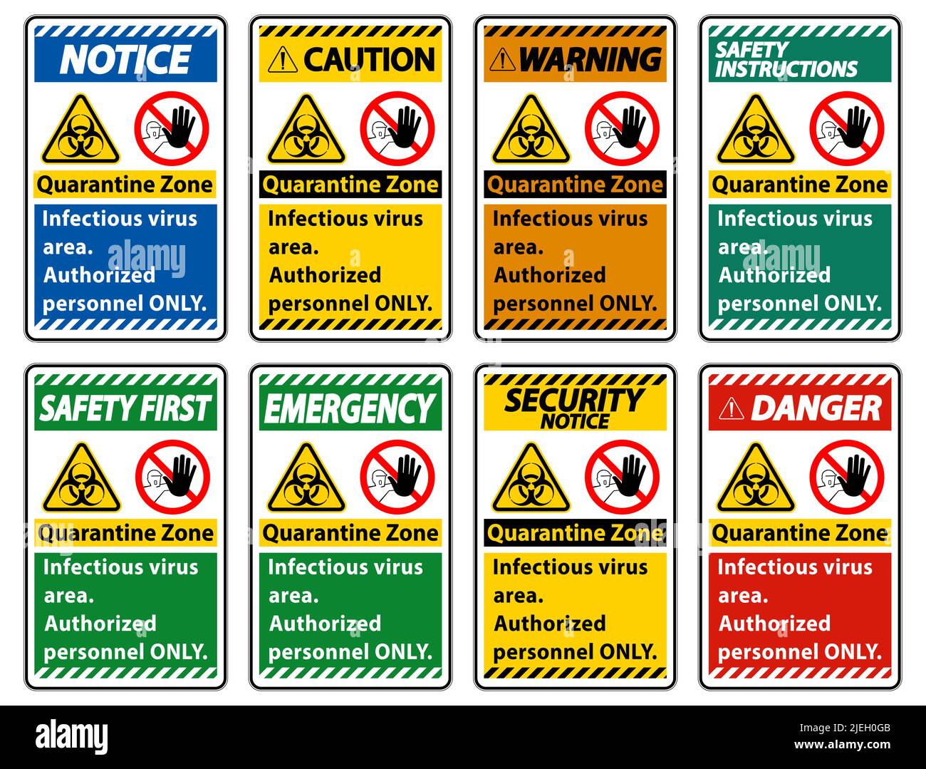 Quarantine Infectious Virus Area sign on white background Stock Vector ...