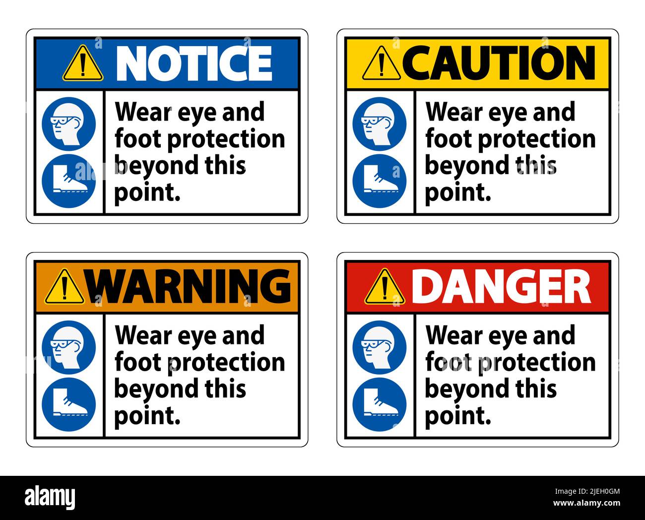Wear Eye And Foot Protection Beyond This Point With PPE Symbols Stock ...