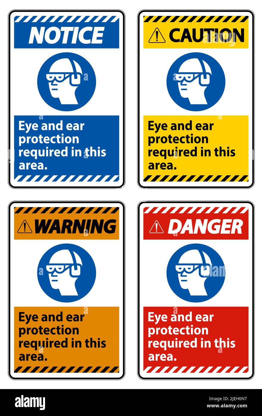 Warning Sign Eye And Ear Protection Required In This Area Stock Vector