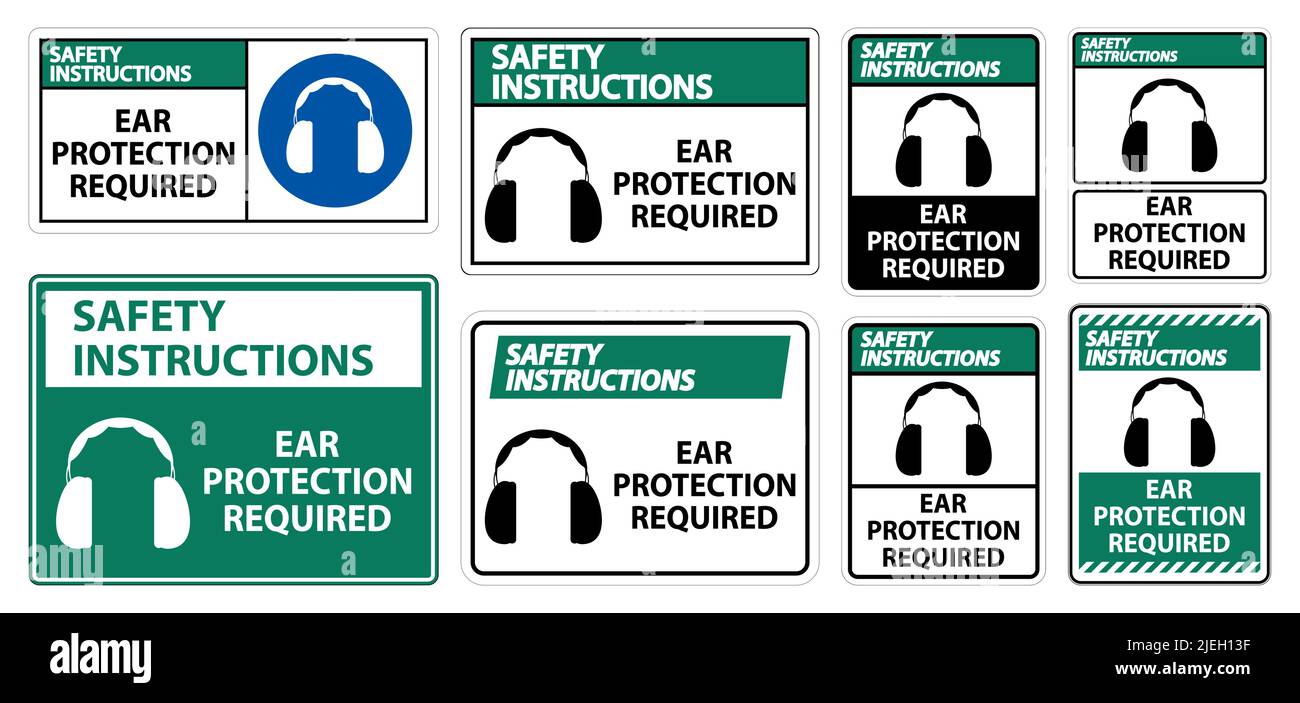 Safety Instructions Ear Protection Required Symbol Sign Isolate on ...