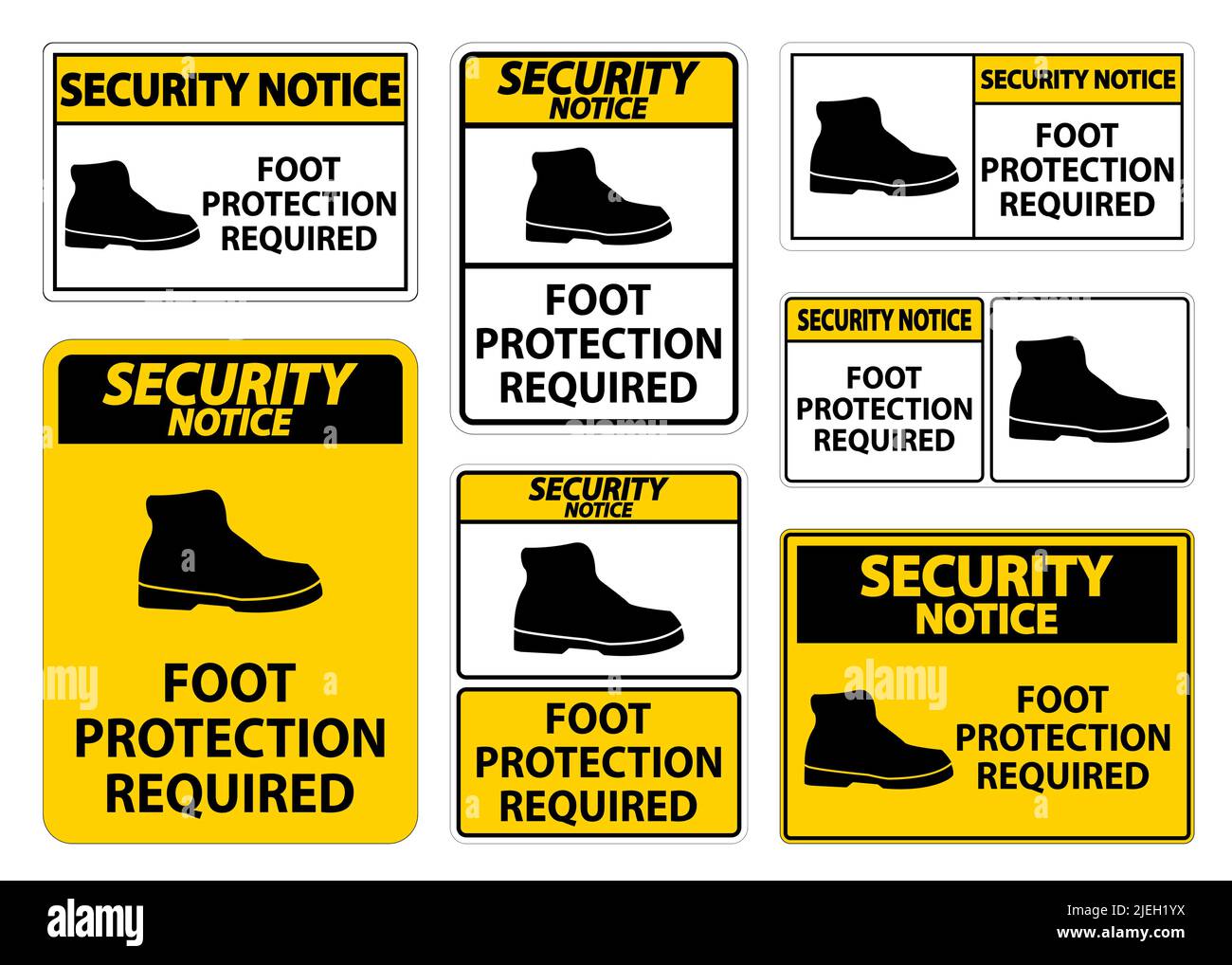 Security Notice Foot Protection Required Wall Symbol Sign Isolate on ...