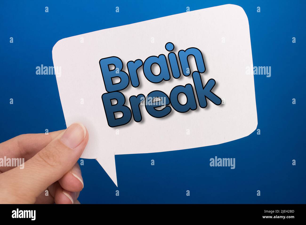 Speech bubble in front of colored background with Brain Break text ...