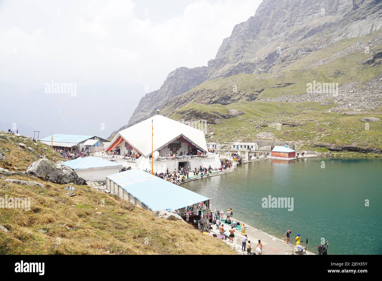 Sri Hemkund Sahib With a Beautiful Nature Hill's and Cloud's Stock ...