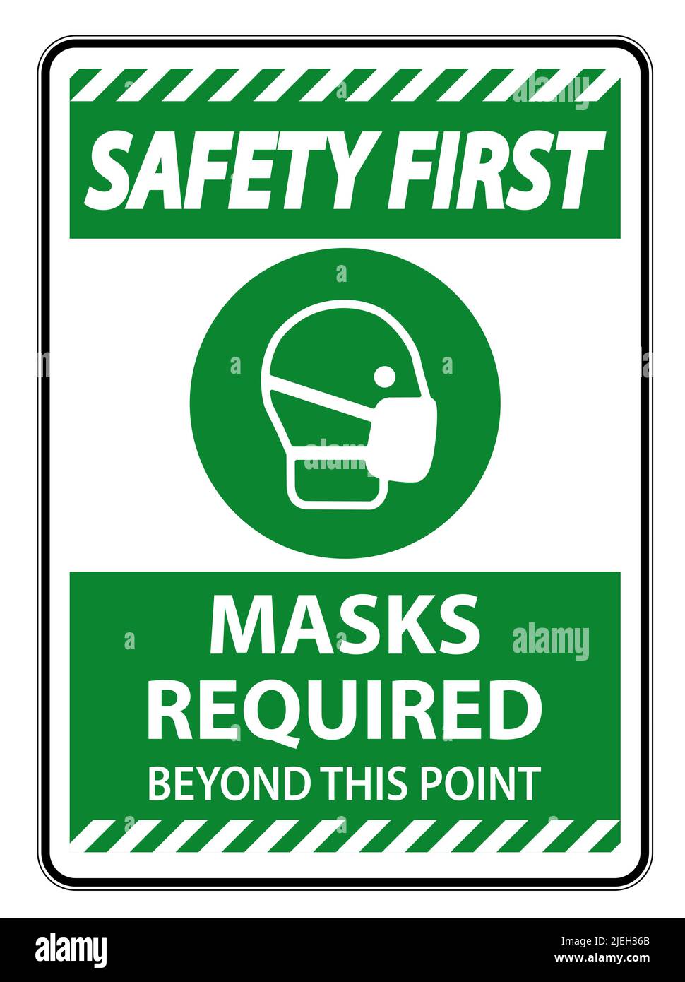 Safety First Masks Required Beyond This Point Sign Isolate On White ...