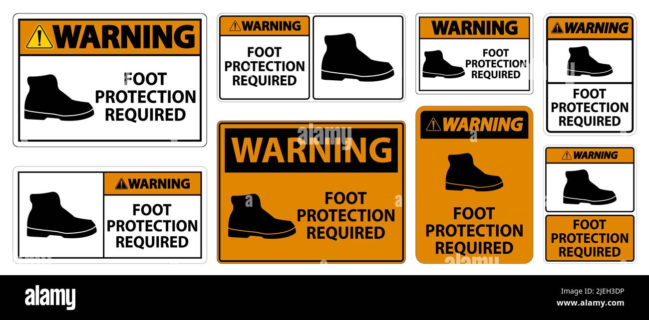 Warning Foot Protection Required Wall Symbol Sign Isolate on ...