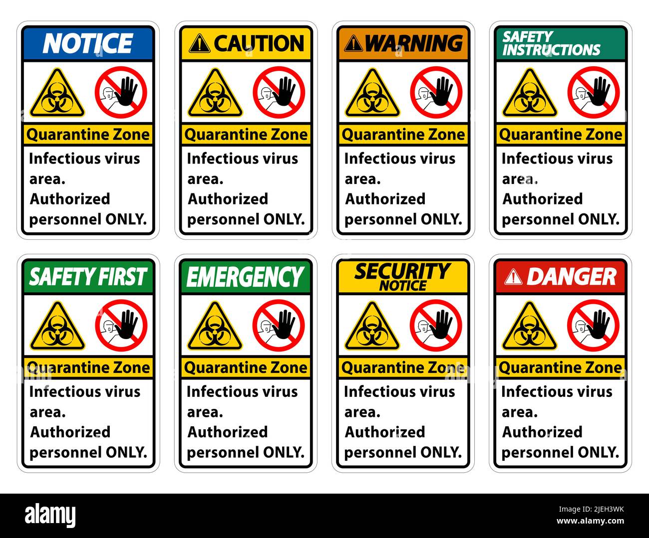 Quarantine Infectious Virus Area sign on white background Stock Vector ...