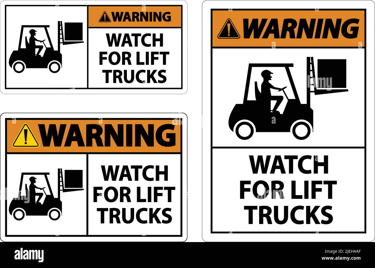 Warning Watch For Lift Trucks Sign On White Background Stock Vector ...