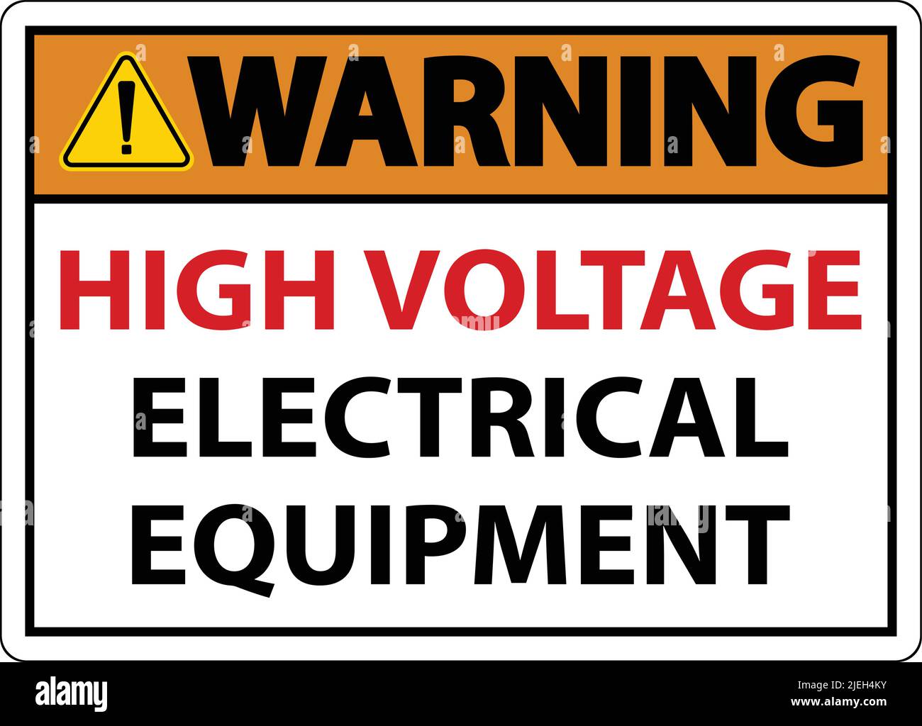 Warning High Voltage Equipment Sign On White Background Stock Vector ...