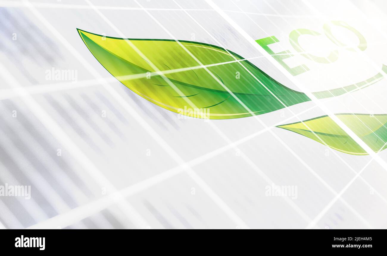 Solar panels on the background of the image of the flag of Green ...