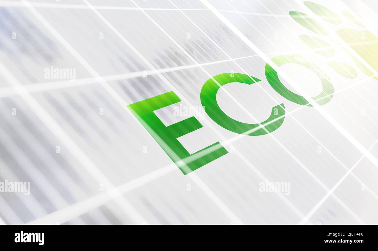 Solar panels on the background of the image of the flag of Green ...