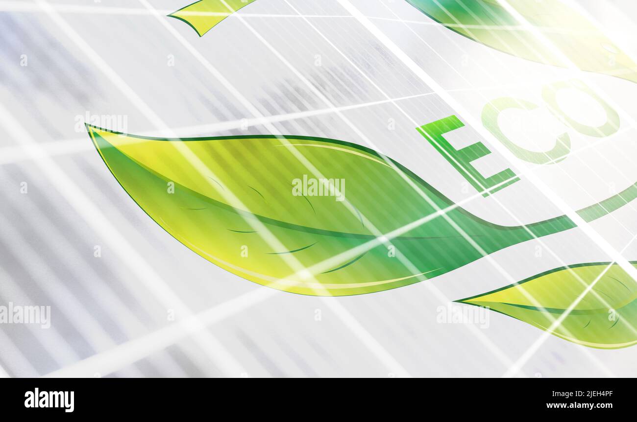 Solar panels on the background of the image of the flag of Plant ...