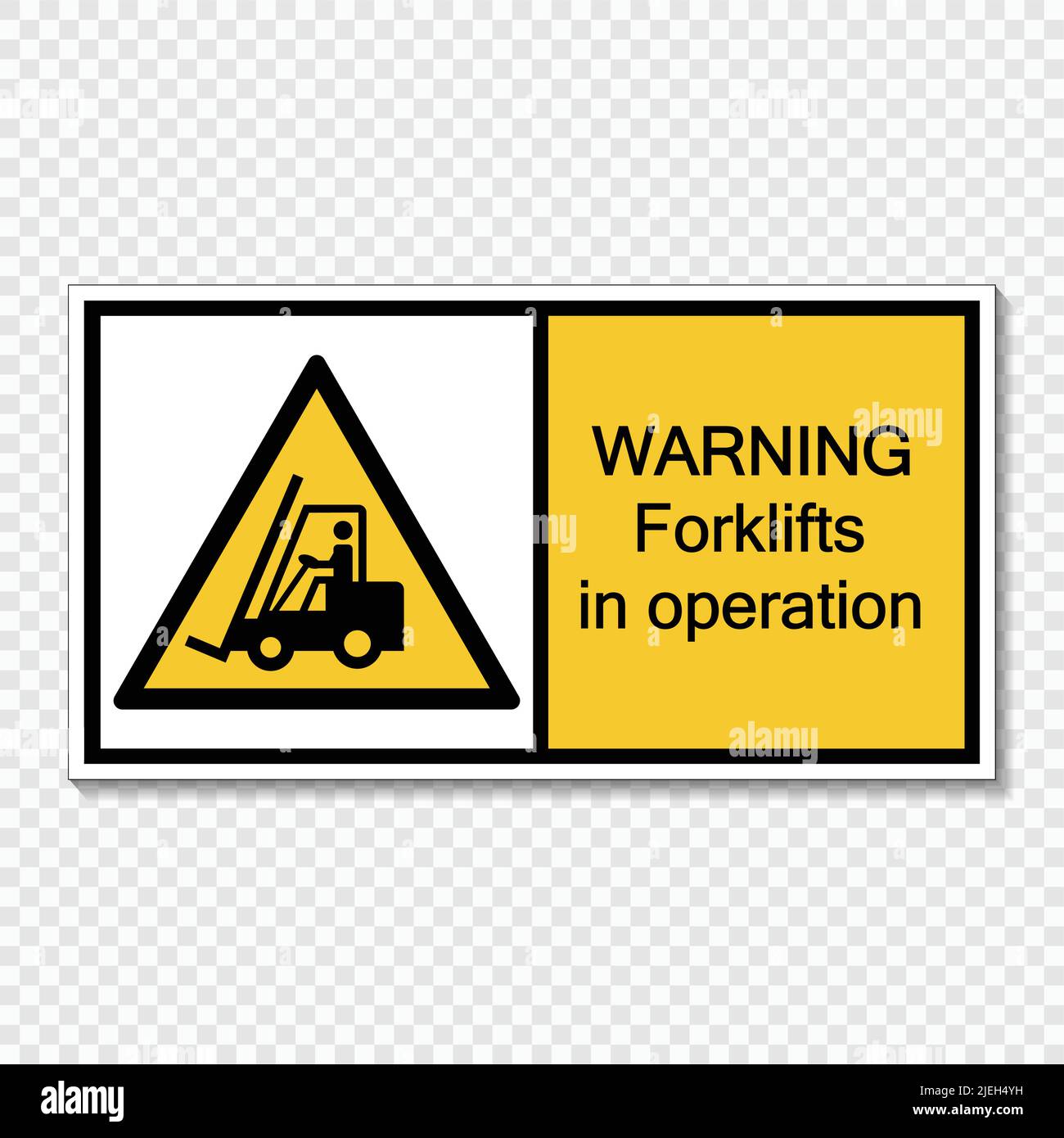 symbol warning forklifts in operation Sign on transparent background ...