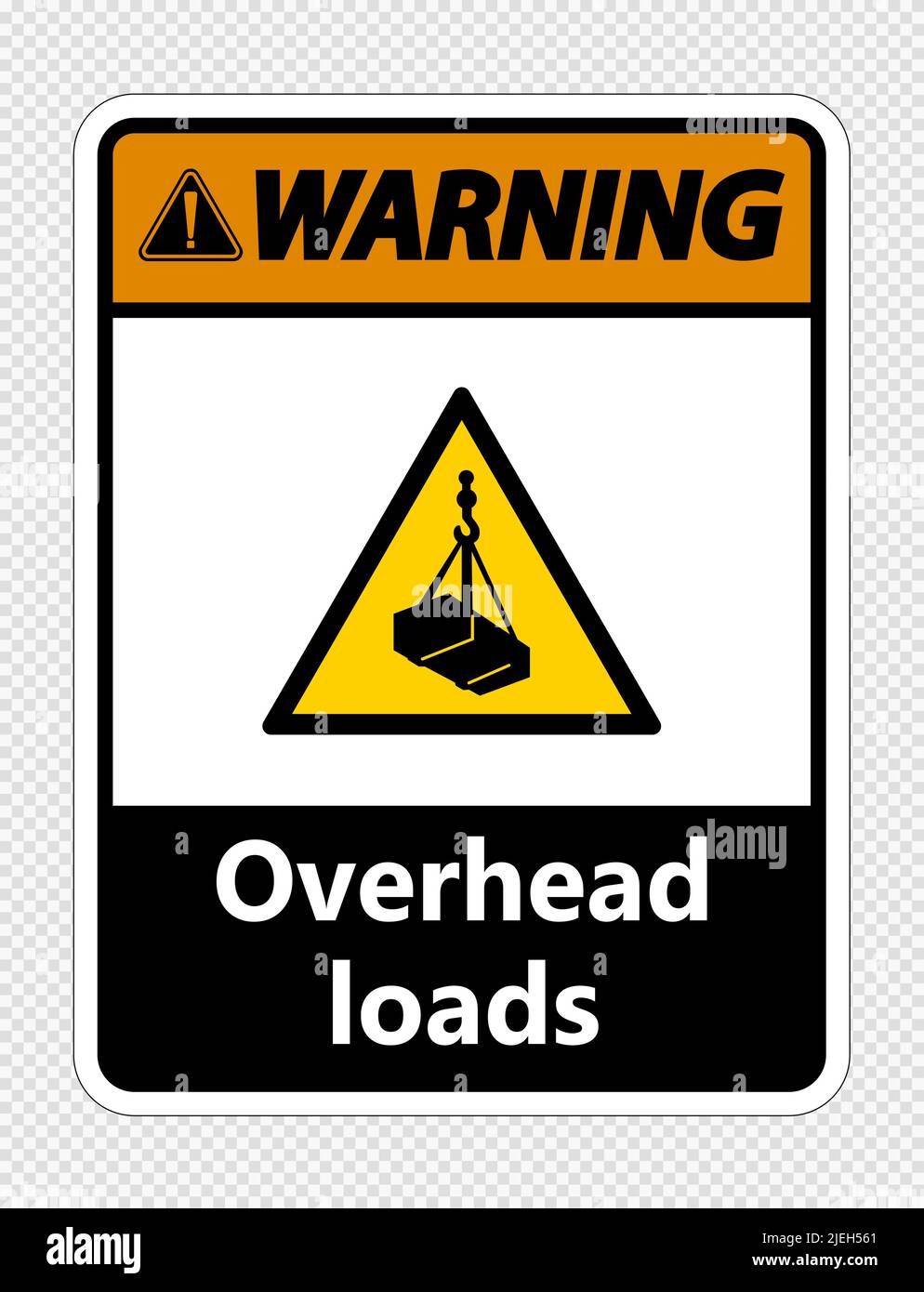Warning overhead loads Sign on transparent background Stock Vector ...
