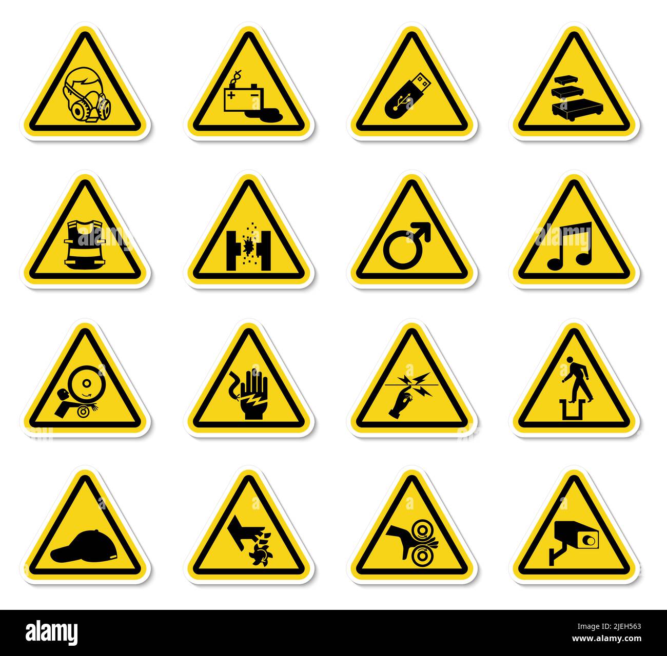 Warning Hazard Symbols labels Sign Isolate on White Background,Vector ...