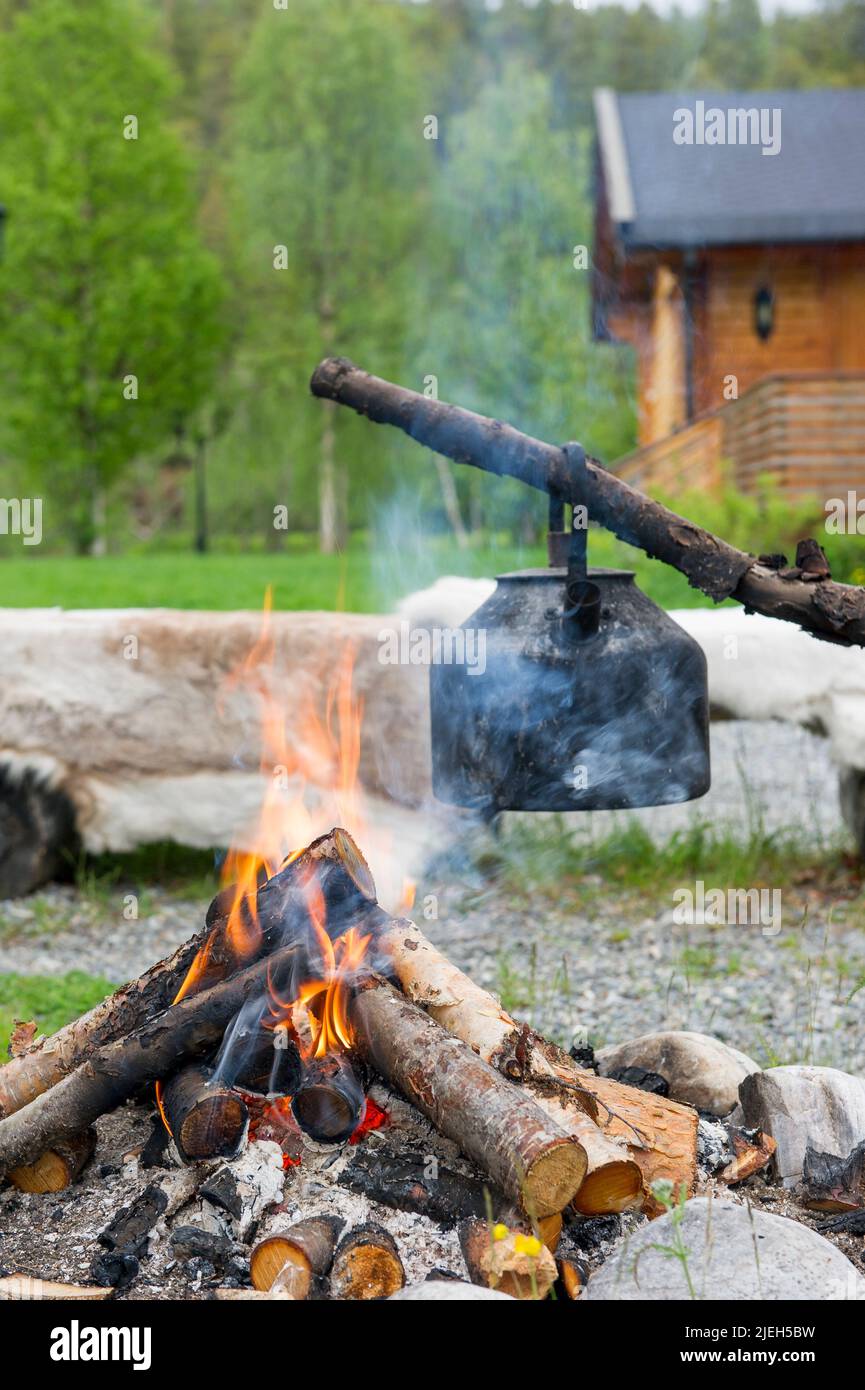 Stew over a wood fire in the Norwegian mountains Stock Photo - Alamy