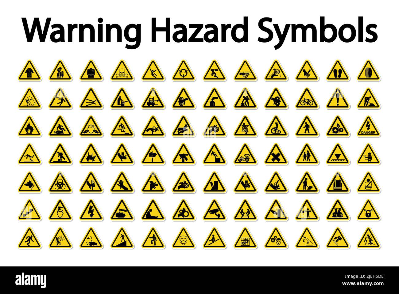 Warning Hazard Symbols labels Sign Isolate on White Background,Vector ...