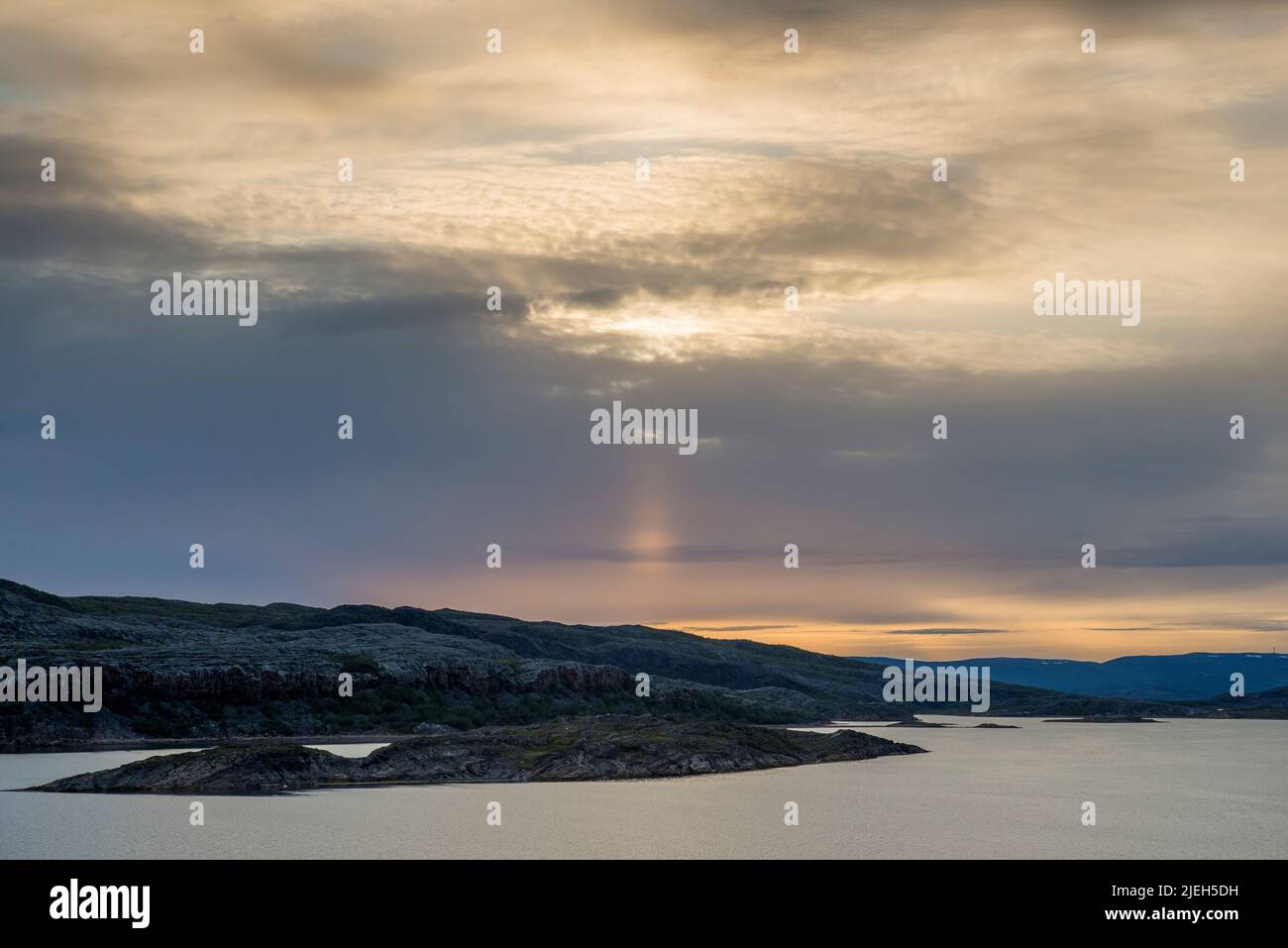View of the Midnight Sun in the Norwegian Sea Stock Photo - Alamy